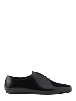 Prada Brushed-leather Lace-up Shoes - Black