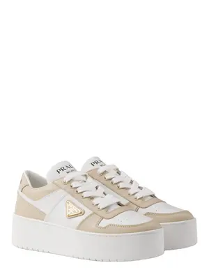Prada Prada Downtown Leather Sneakers Desert/white