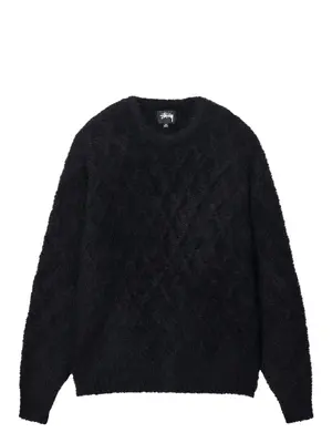 StÜssy Fuzzy Lattice Crew Sweater - Black