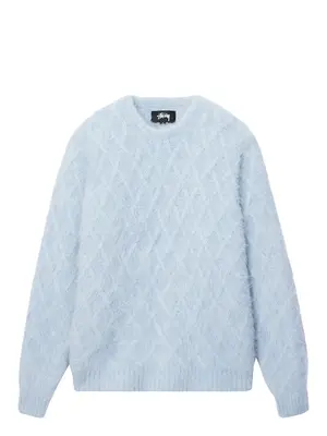 StÜssy Fuzzy Lattice Crew Sweater - Blue