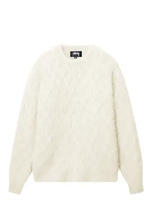 StÜssy Fuzzy Lattice Crew Sweater - Cream