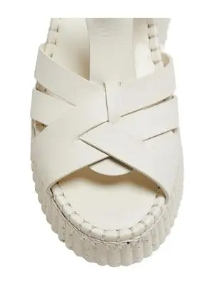 Chloé Nama Leather Platform Sandals - Eggshell