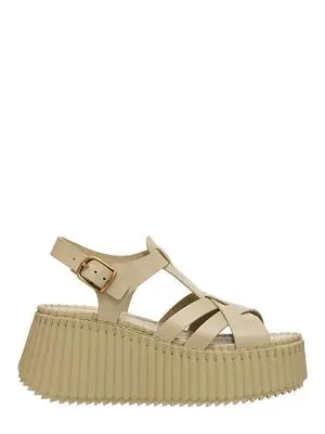 Chloé Chloe Nama Leather Platform Sandals Spearmint