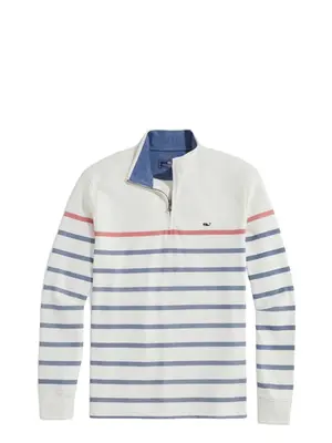 Vineyard Vines Saltwater Breton Stripe Quarter Zip Pullover - 9293 Rwb