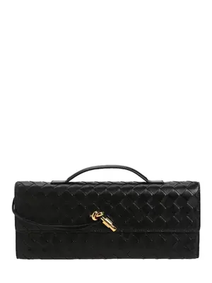 Bottega Veneta Long Andiamo Intrecciato Clutch - Black Brass