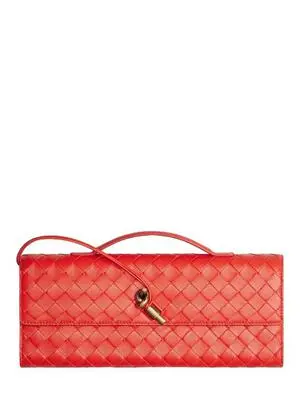 Bottega Veneta Long Andiamo Intrecciato Clutch - Cherry Tomato-muse Brass