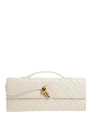 Bottega Veneta Long Andiamo Intrecciato Clutch - White-m Brass