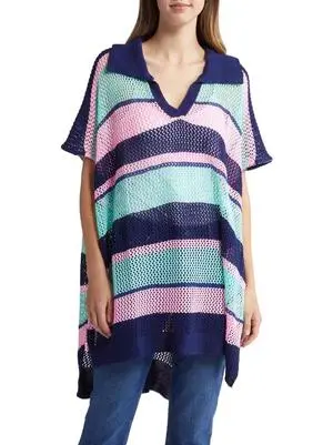 NIKKI LUND NIKKI LUND Stripe Open Stitch Sweater Blue Multi