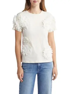 NIKKI LUND Celine Flower Appliqué Top - Ivory