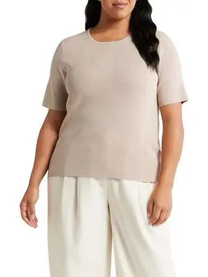 TAHARI ASL Short Sleeve Sweater - Sand
