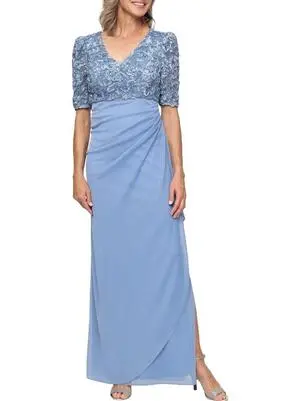 Alex Evenings Embellished Empire Waist Gown - Skyblue