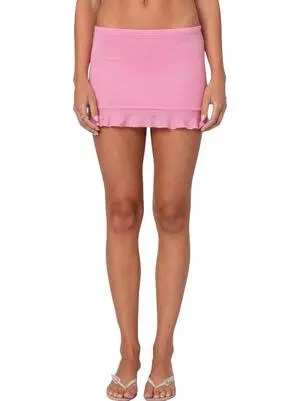 EDIKTED Loullie Ruffle Mini Skirt - Pink