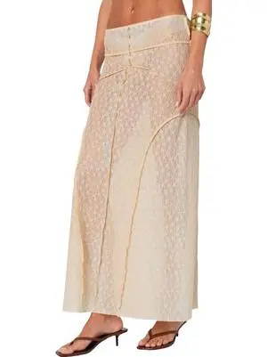 EDIKTED Sheer Maxi Skirt - Beige