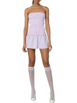 EDIKTED Smocked Strapless Minidress - Pink