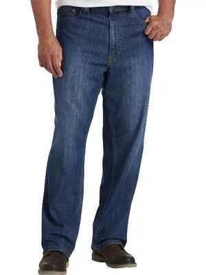 TRUE NATION BY DXL Basic Relaxed-fit Stretch Jeans - Basic Blue Wash