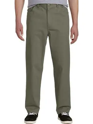HARBOR BAY BY DXL Classic Fit Continuous Comfort Pants Fall Olive