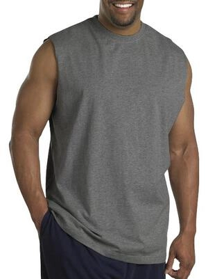 HARBOR BAY BY DXL Moisture-Wicking Muscle T-Shirt Granite Ht