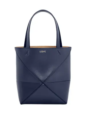 Loewe Mini Leather Puzzle Fold Tote Bag Blue