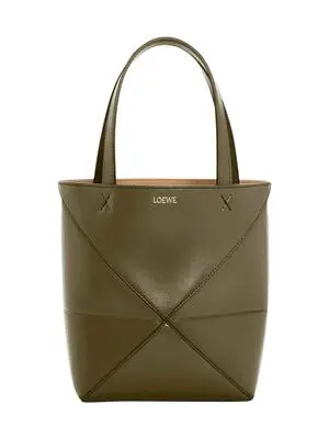 Loewe Mini Leather Puzzle Fold Tote Bag Green