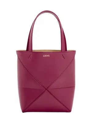 Loewe Mini Leather Puzzle Fold Tote Bag Red