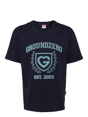 GROUND ZERO Logo-print Cotton T-shirt - Blue