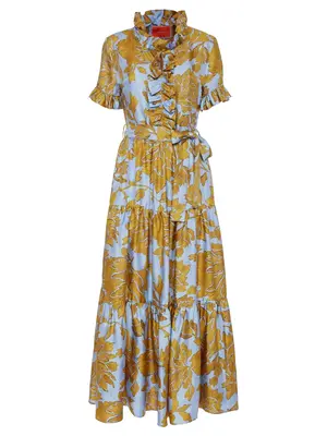 La DoubleJ Ruffle-trim Floral-print Dress - Yellow