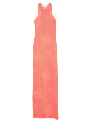 Fleur Du Mal Pointelle-knit Lace Maxi Dress - Orange