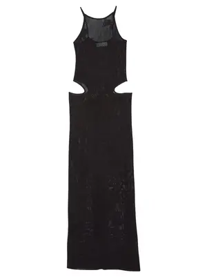 FLEUR DU MAL Pointelle-knit Lace Maxi Dress - Black