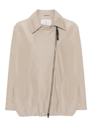 Brunello Cucinelli Off-centre Zip Padded Jacket - Neutrals