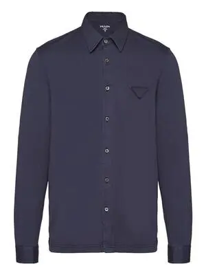 PRADA Logo-patch Cotton Shirt