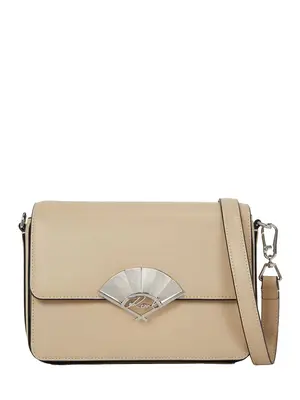 Karl Lagerfeld Signature Fan Leather Crossbody Bag - Neutrals