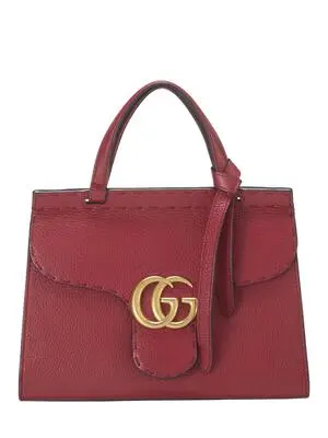 GUCCI Leather GG Marmont Top Handle Bag