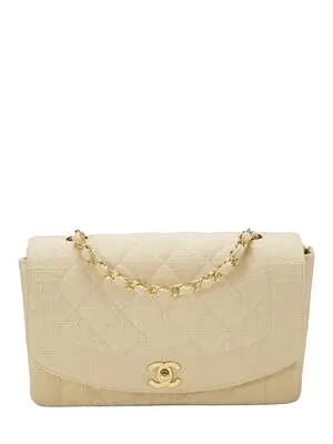 Chanel Quilted Linen Diana Flap Bag - Beige
