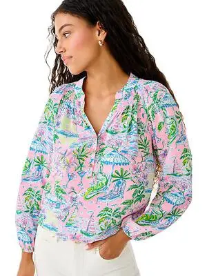 LILLY PULITZER Elsa Silk Top - Conch Shell Pink Sunny Dee