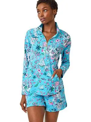 LILLY PULITZER UPF 50+ Skipper Popover Amalfi Blue Lillys Roadtrip