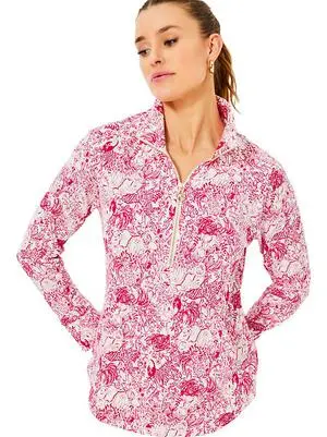LILLY PULITZER UPF 50+ Skipper Popover Raspberry Rouge Animal Magnetism