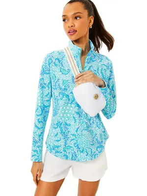LILLY PULITZER UPF 50+ Skipper Popover Resort White Goombay Grooves