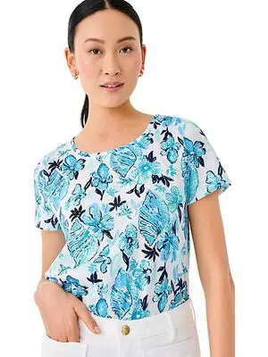 LILLY PULITZER Etta Scoop Neck Top - Resort White Seashell Splendor