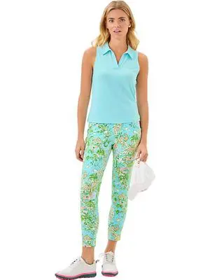 LILLY PULITZER UPF 50+ Luxletic 28' Corso Pant Fresh Water Blue Sunbathers Bliss Golf