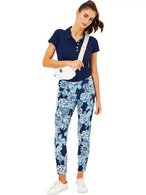 LILLY PULITZER UPF 50+ Luxletic 28' Corso Pant Low Tide Navy Bouquet All Day Golf
