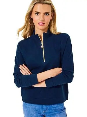 LILLY PULITZER Ashlee Half-Zip Pullover Low Tide Navy