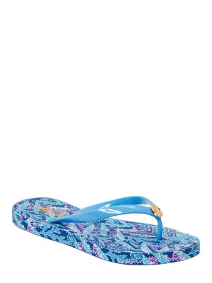 Lilly Pulitzer® Printed Flip Flops Barton Blue Star Gazing Shoe