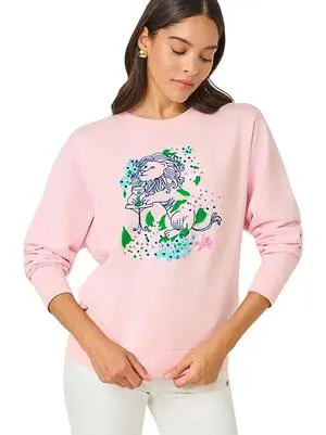 LILLY PULITZER Ballad Cotton Sweatshirt - Multi Lydia Lion Embellishment