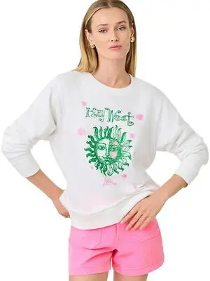 LILLY PULITZER Ballad Cotton Sweatshirt - Resort White Key West Destination Graphic