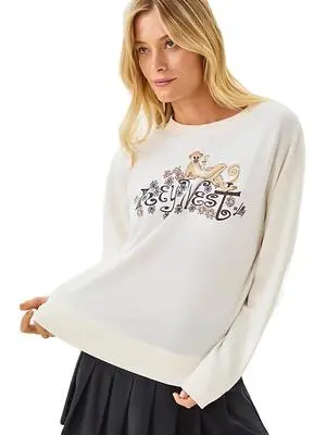 LILLY PULITZER Ballad Cotton Sweatshirt - Resort White Key West Monkey Graphic