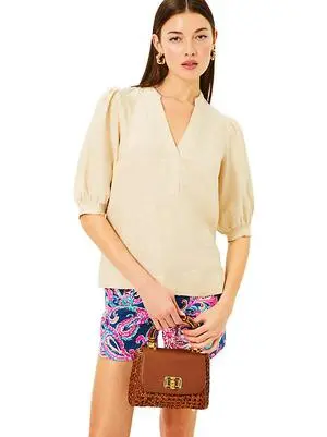 LILLY PULITZER Mialeigh Linen Top Sand Bar X Resort White