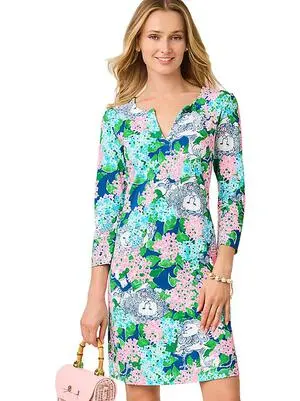 LILLY PULITZER Upf 50+ Nadine Chillylilly Dress - Starlight Navy Lydia The Lion