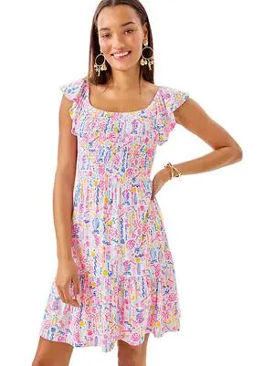Lilly Pulitzer® Jilly Smocked Fit-and-Flare Dress Multi Summer Serenade
