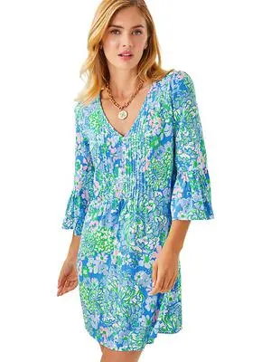 LILLY PULITZER Danika Tunic Dress Sunwashed Blue Plumes In Bloom