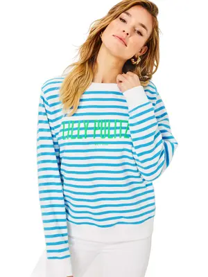 Lilly Pulitzer® Relaxed Cotton Sweatshirt Lunar Blue Striped Lilly Pulitzer Embroidered Sweat